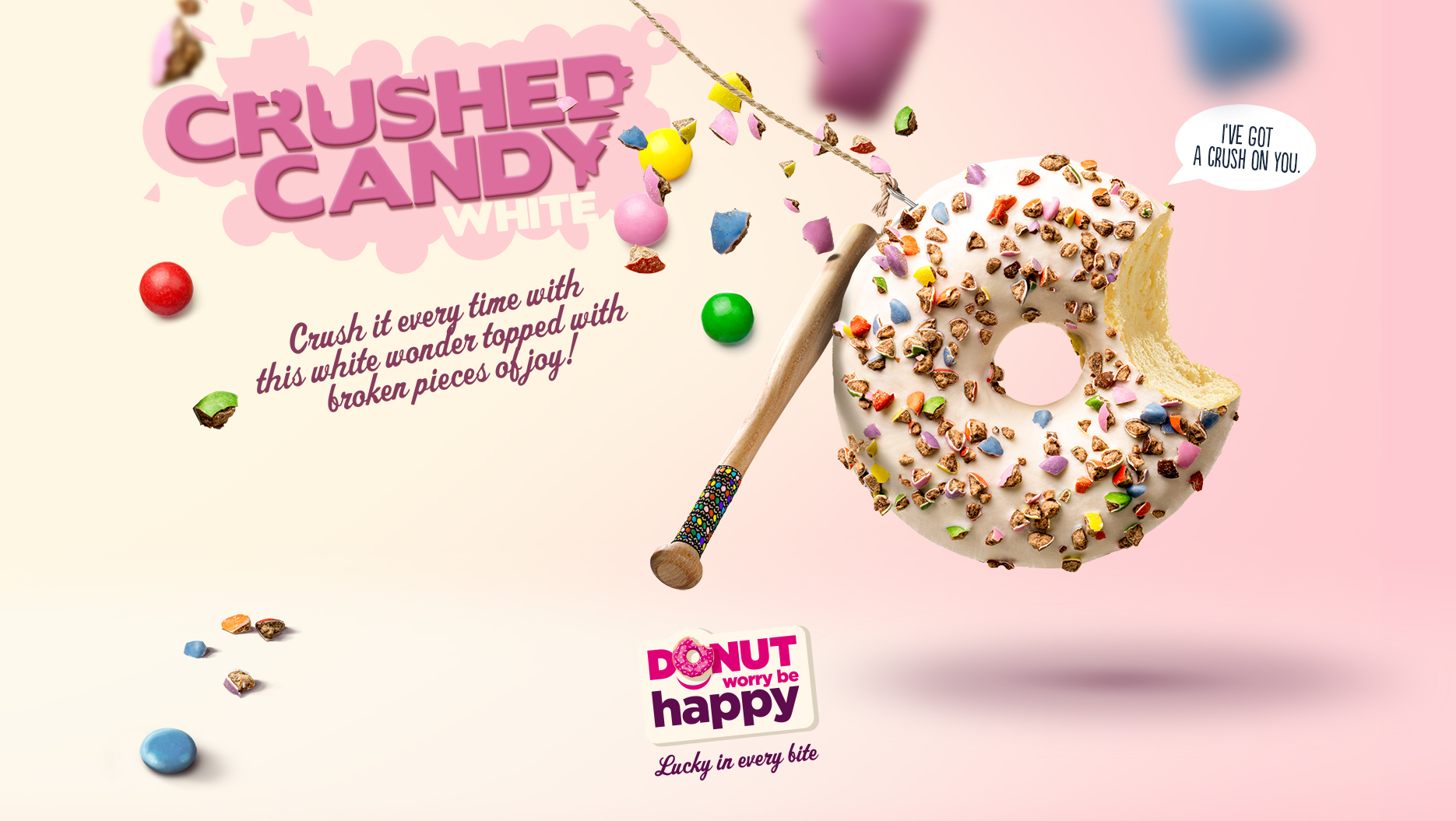 Donut white & crushed cocoa candies